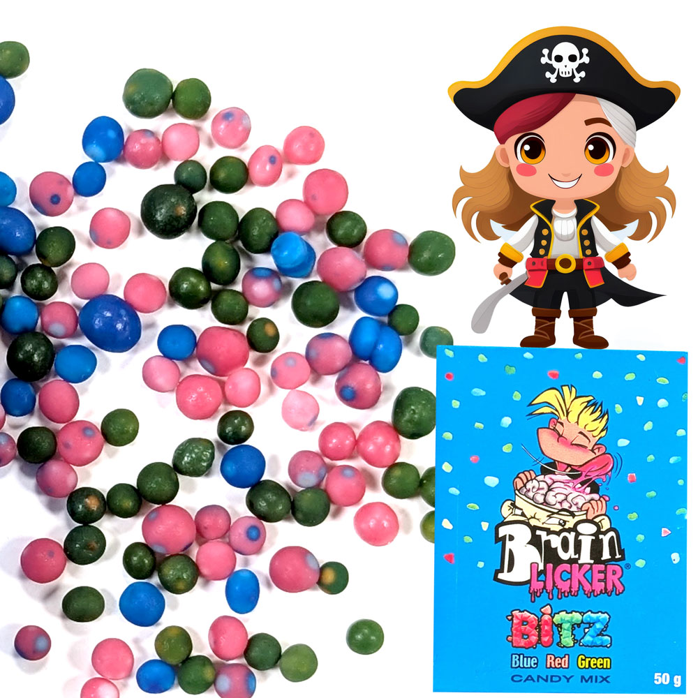 Brain Licker Bitz – Sour Chewy Sweets 50g | Red, Green & Blue Mix ...