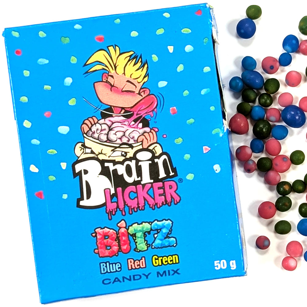 Brain Licker Bitz – Sour Chewy Sweets 50g | Red, Green & Blue Mix ...