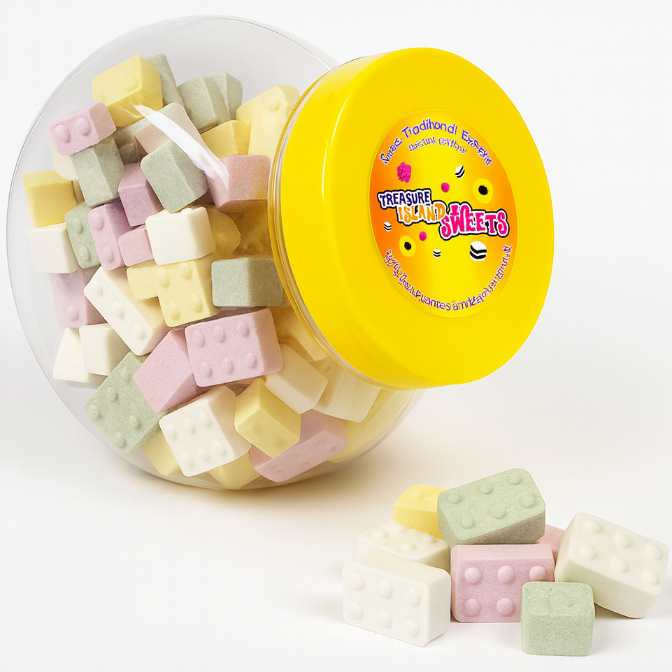 Candy Lego Sweet Jar - Filled Retro Gift Jars - treasureislandsweets.co.uk