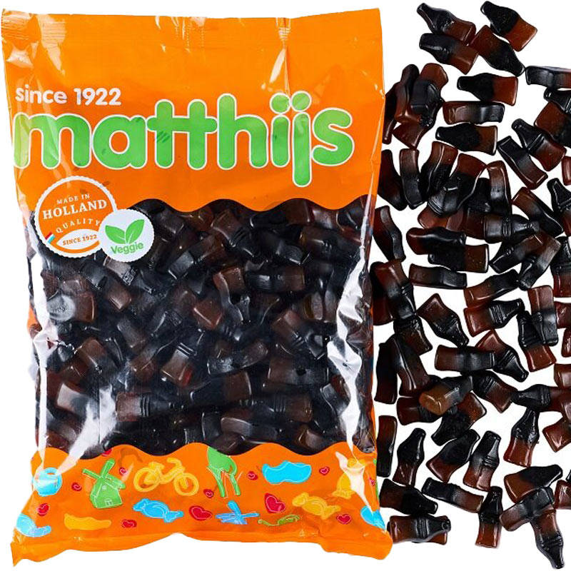 Liquorice Cola Bottles - Matthijs Soft Liquorice - treasureislandsweets ...