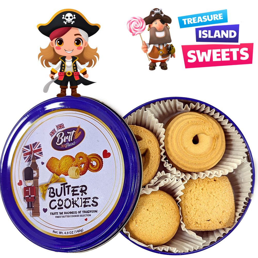 Butter Cookies Brit Treat Tin 140g - treasureislandsweets.co.uk