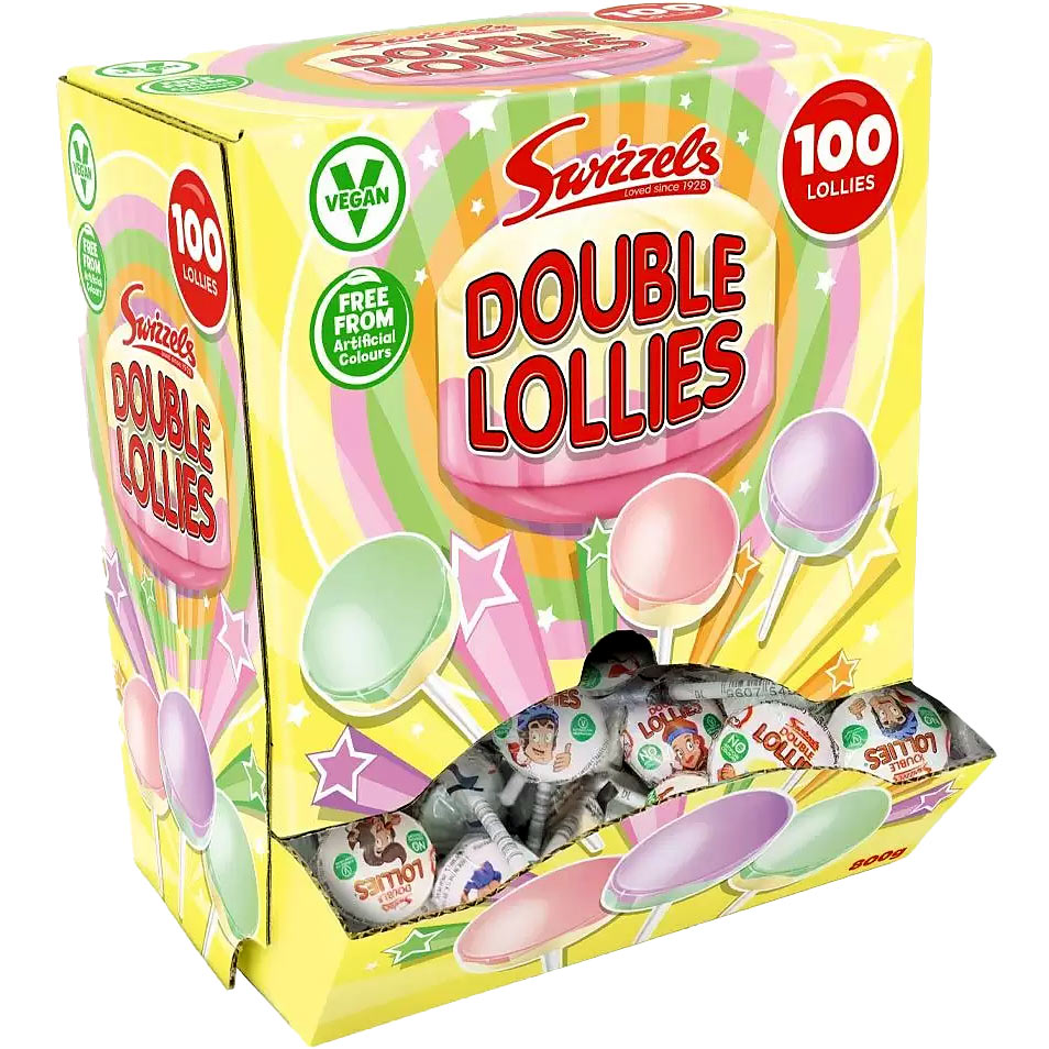 Double Lollies Box Of 100 (Swizzels) - treasureislandsweets.co.uk