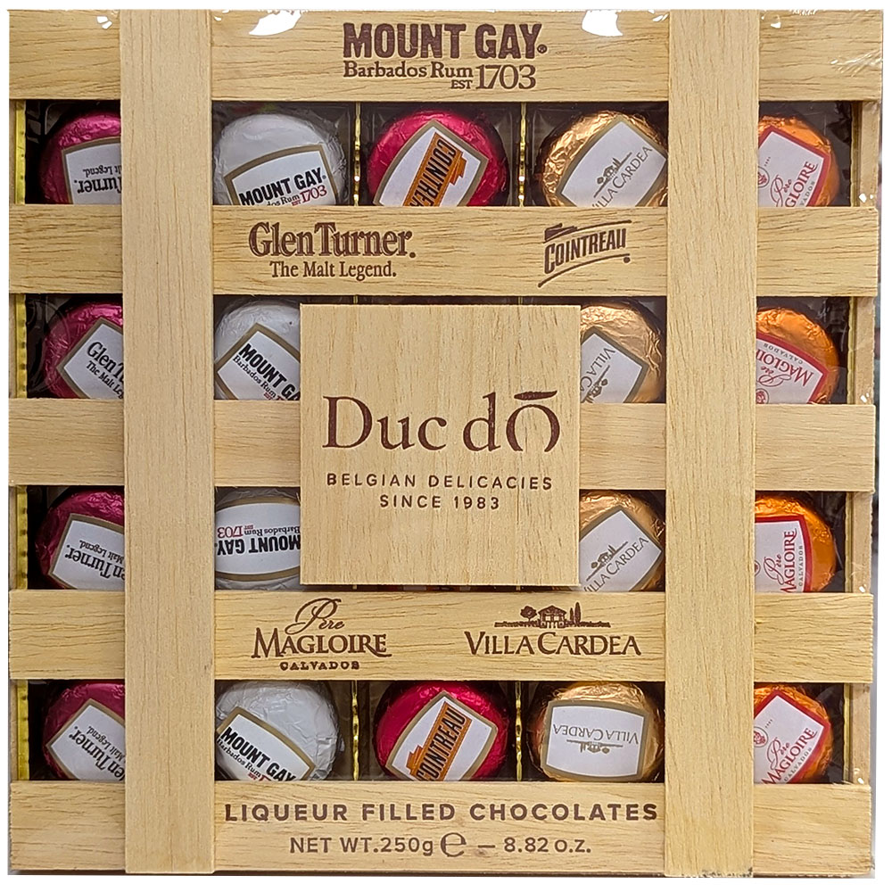 Duc d'O Chocolate Liqueurs - Wooden Crate Gift Box 250grams ...