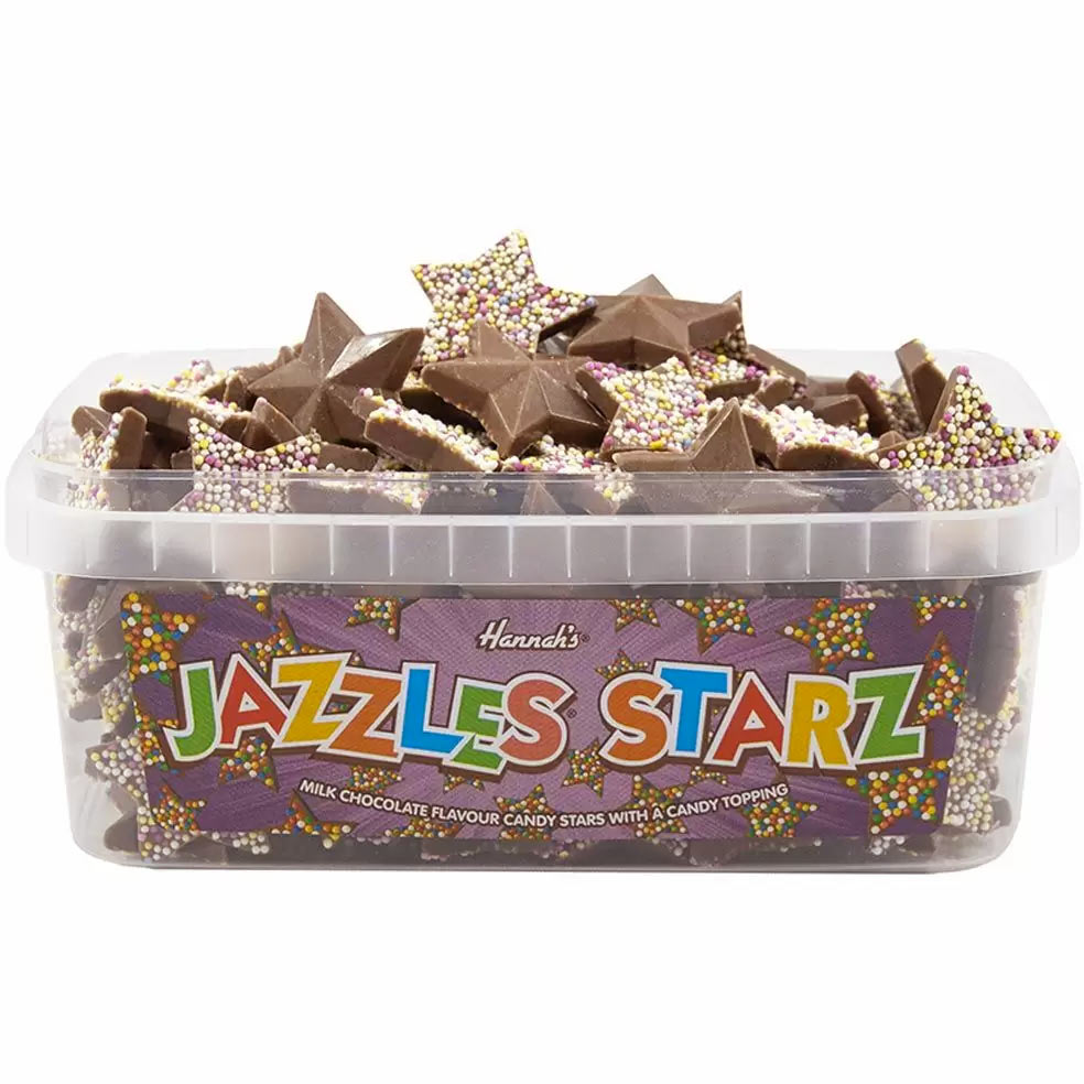Hannahs Choc Jazzles Starz Tub 120pcs (600g) - treasureislandsweets.co.uk