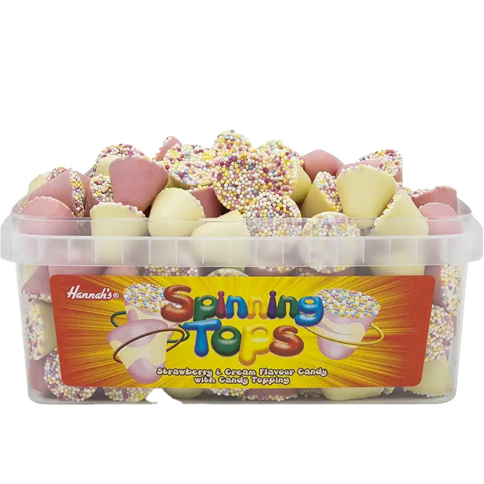 Hannahs Spinning Tops Tub 120pcs (600g) - treasureislandsweets.co.uk