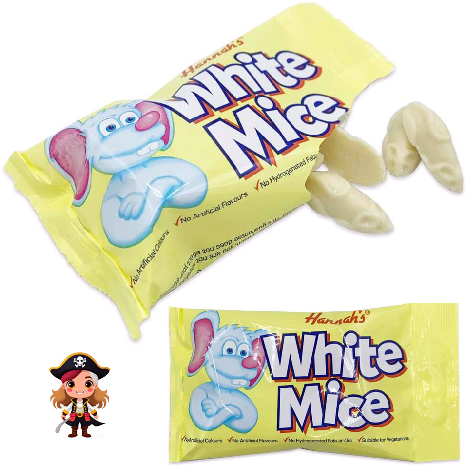 Hannah’s White Chocolate Mice 40g Bag | Retro Chocolate Sweets ...