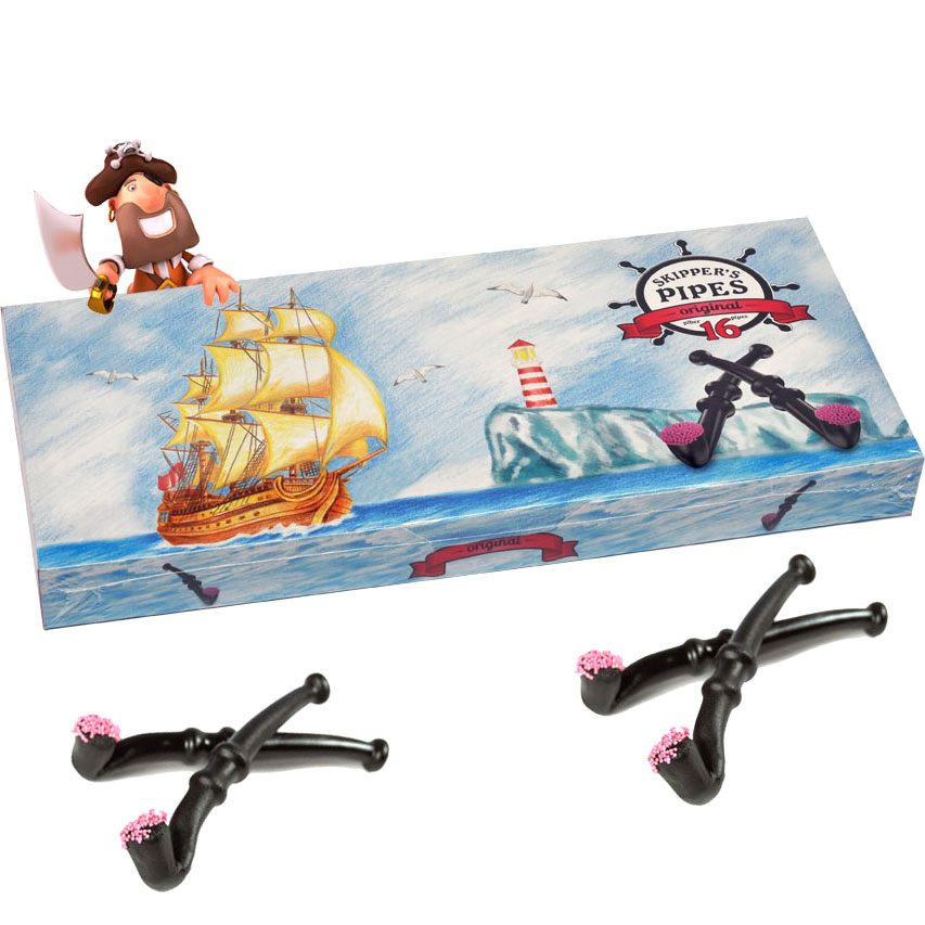 Liquorice Skipper Pipes - Gift Box Of 16 Pipes - treasureislandsweets.co.uk