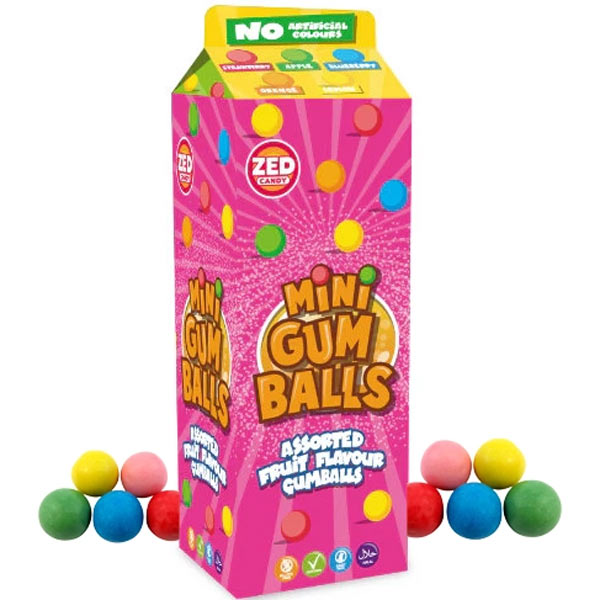 Mini Gum Balls Refill Gift Box Carton 400g - treasureislandsweets.co.uk