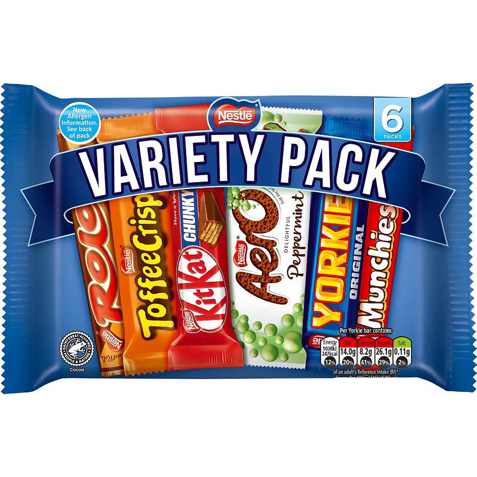 Nestle Variety Pack Six Chocolate Bars - treasureislandsweets.co.uk
