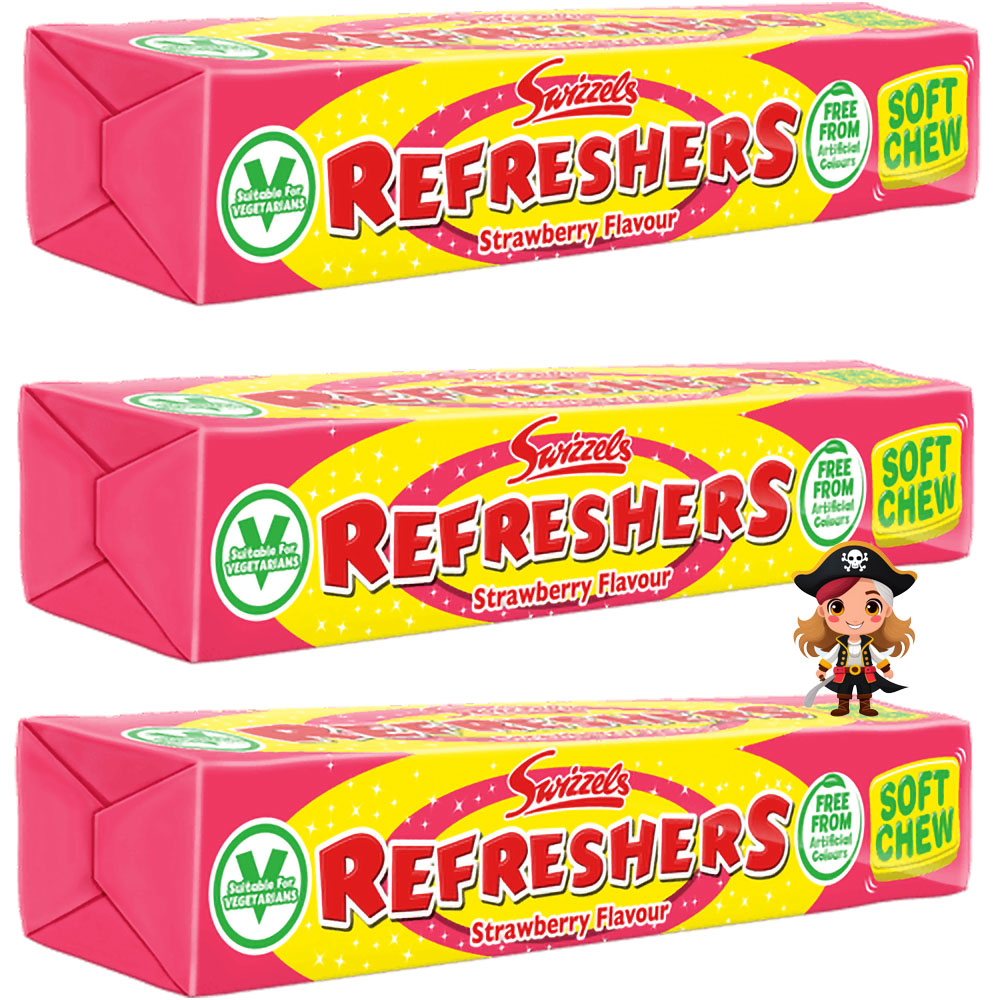 Swizzels Refreshers Strawberry Chews 43g | Fizzy Strawberry Chew Bar ...