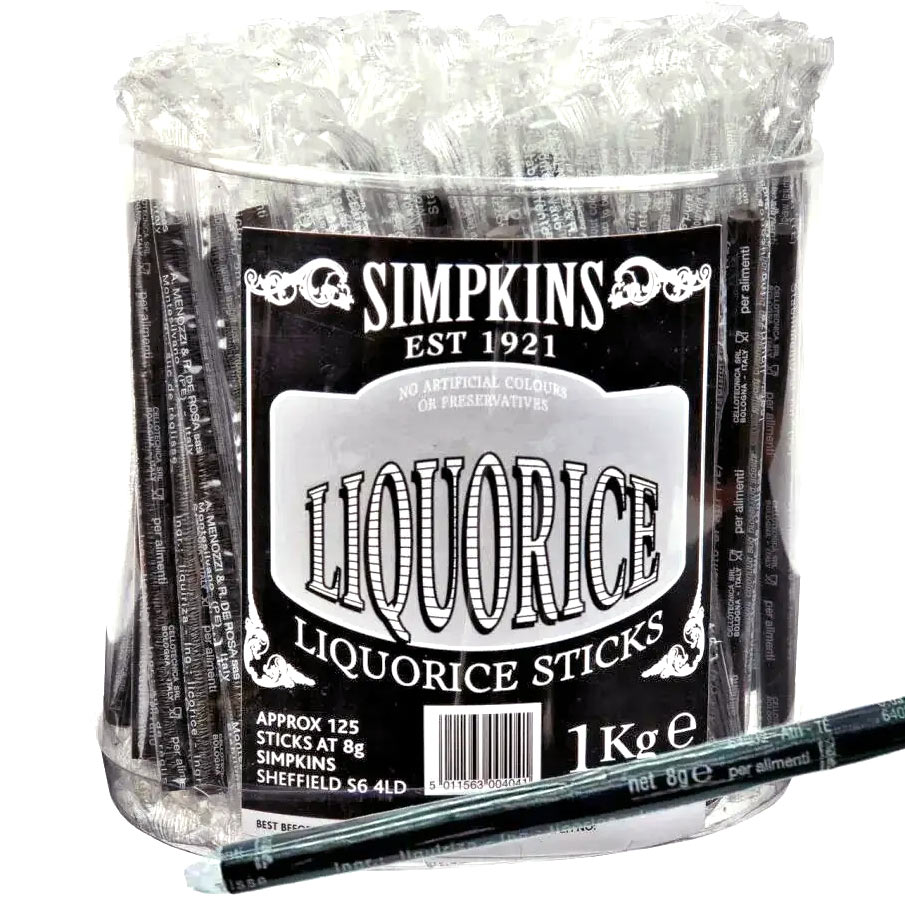 Simpkins Pure Liquorice Sticks - treasureislandsweets.co.uk