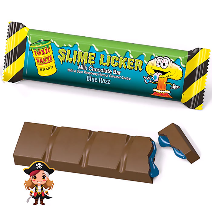 Slime Licker Sour Milk Chocolate Bar 50g | Raspberry Caramel | Treasure ...