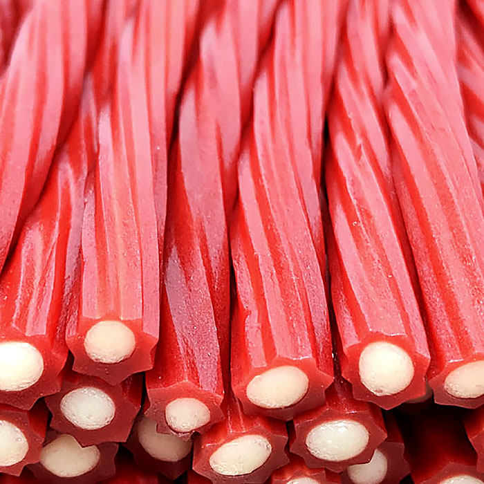 Strawberry Twisters - Pencil shaped red sweets - treasureislandsweets.co.uk