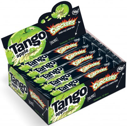 Tango Sour Shockers Fizzy Apple Bar Box Of 72 - treasureislandsweets.co.uk
