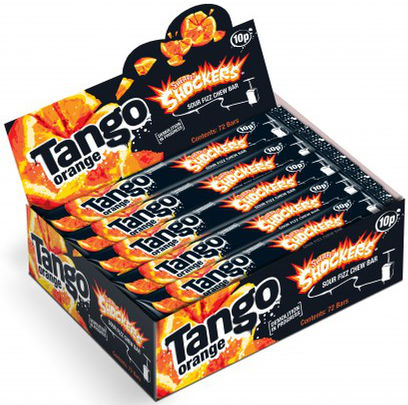 Tango Sour Shockers Orange Fizzy Bar Box Of 72 - treasureislandsweets.co.uk