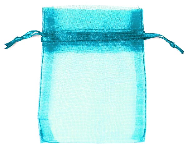 Turquoise Organza Bags x 10 - treasureislandsweets.co.uk