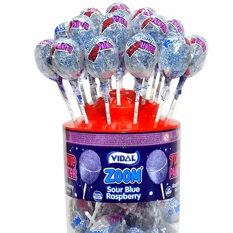 Zoom Sour Blue Raspberry Lolly (Tongue Painter) - treasureislandsweets ...